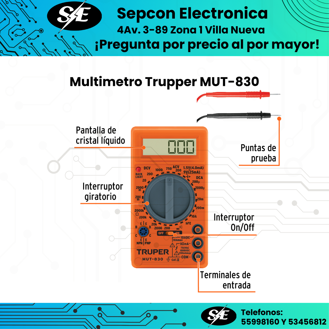 Multímetro Truper mut-830 – Sepcon Electrónica