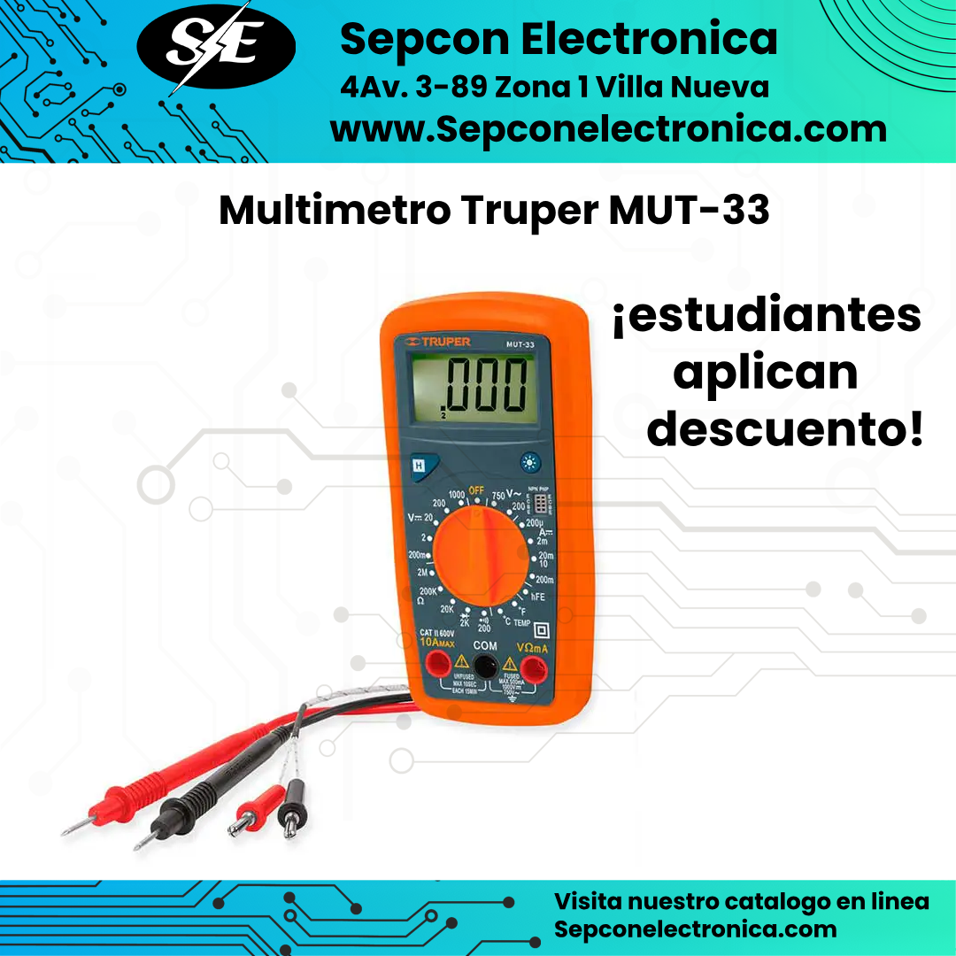 Multímetro digital Truper Mut-33 – Sepcon Electrónica
